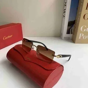 Accessories | Cartier Style Rimless Sunglasses Brown Gradient Lenses ...